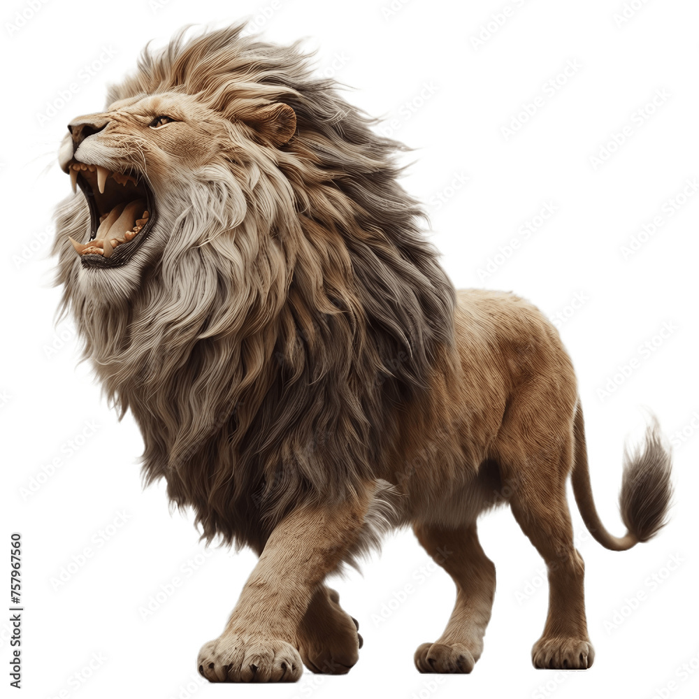 Stunning Roaring Lion PNG: Detailed Illustration of Fierce Predator ...