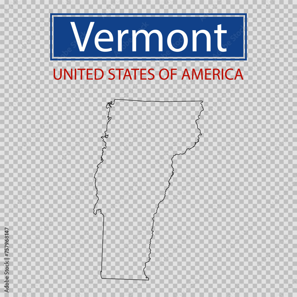 Vermont state outline map on a transparent background, United States of ...