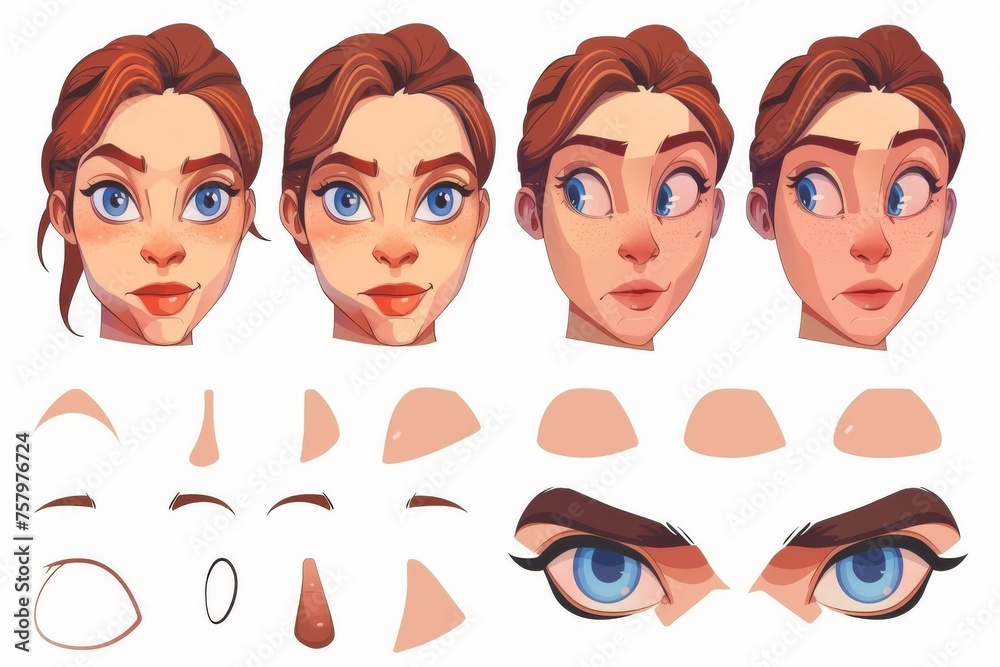 An avatar of a caucasian female character creator with heads ...