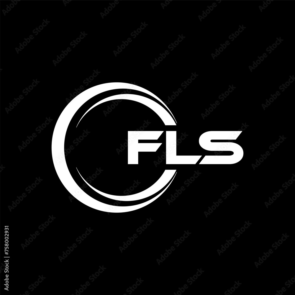 FLS letter logo design with black background in illustrator, cube logo ...