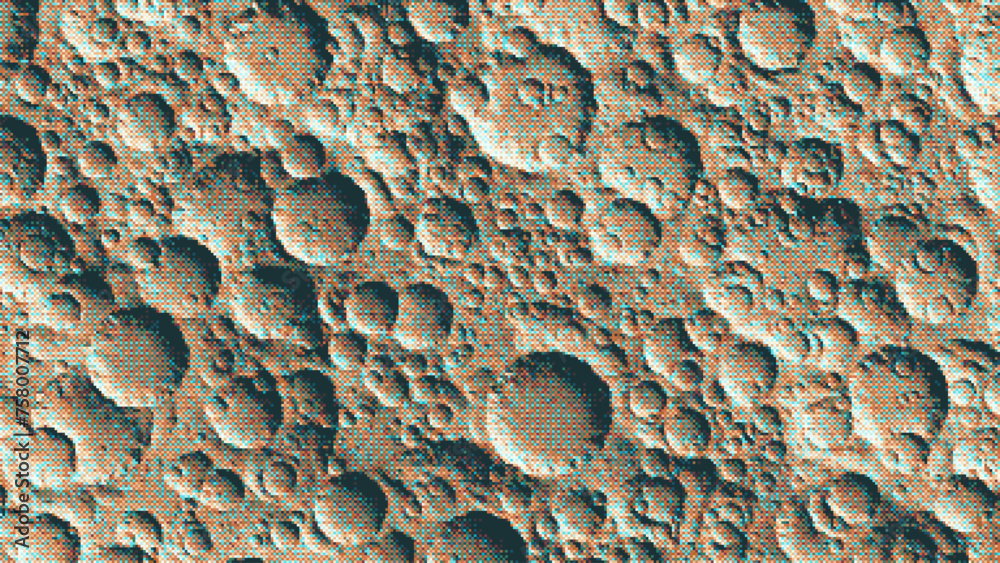 Pixelated moon background with many meteorite impact craters and ...