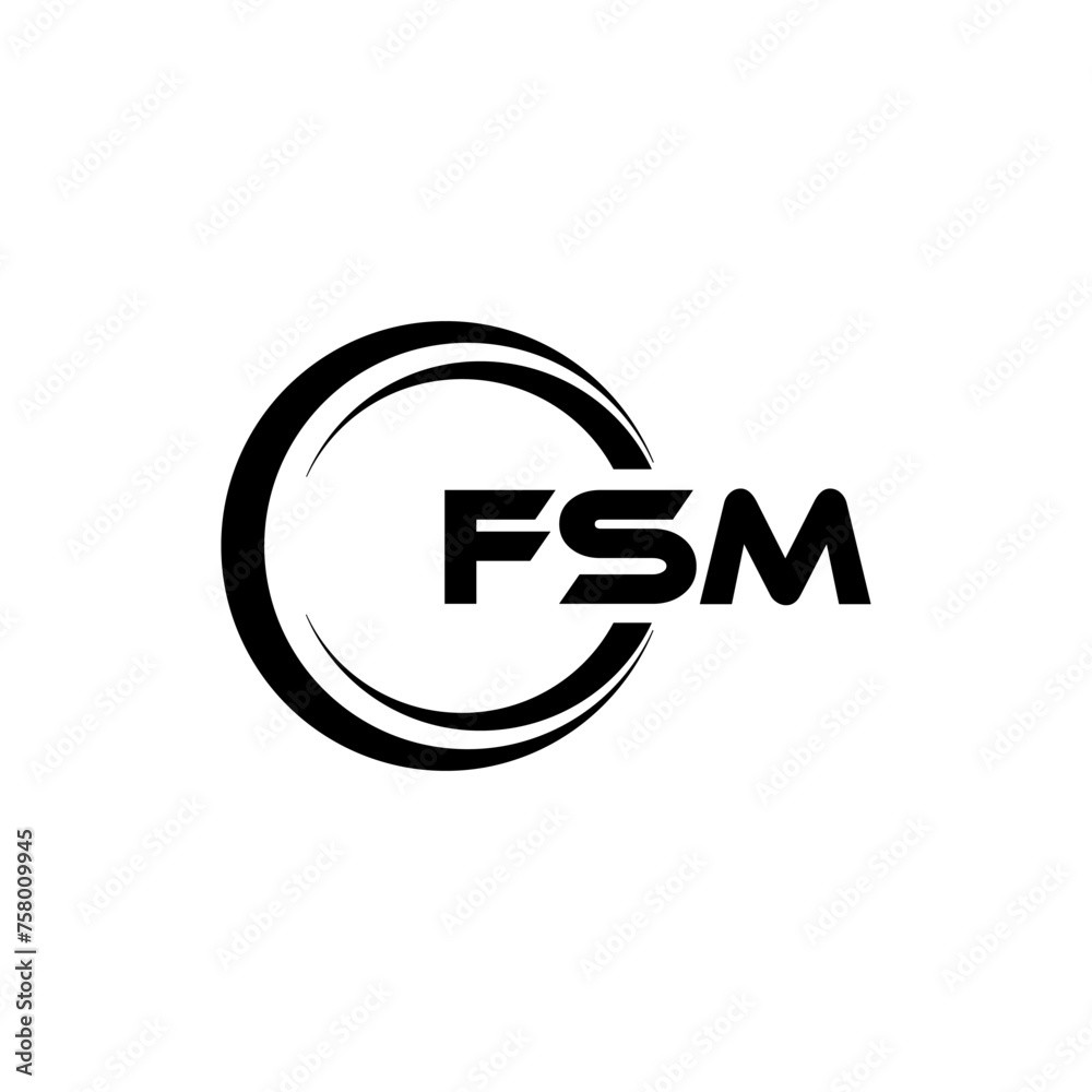 FSM letter logo design in illustration. Vector logo, calligraphy ...