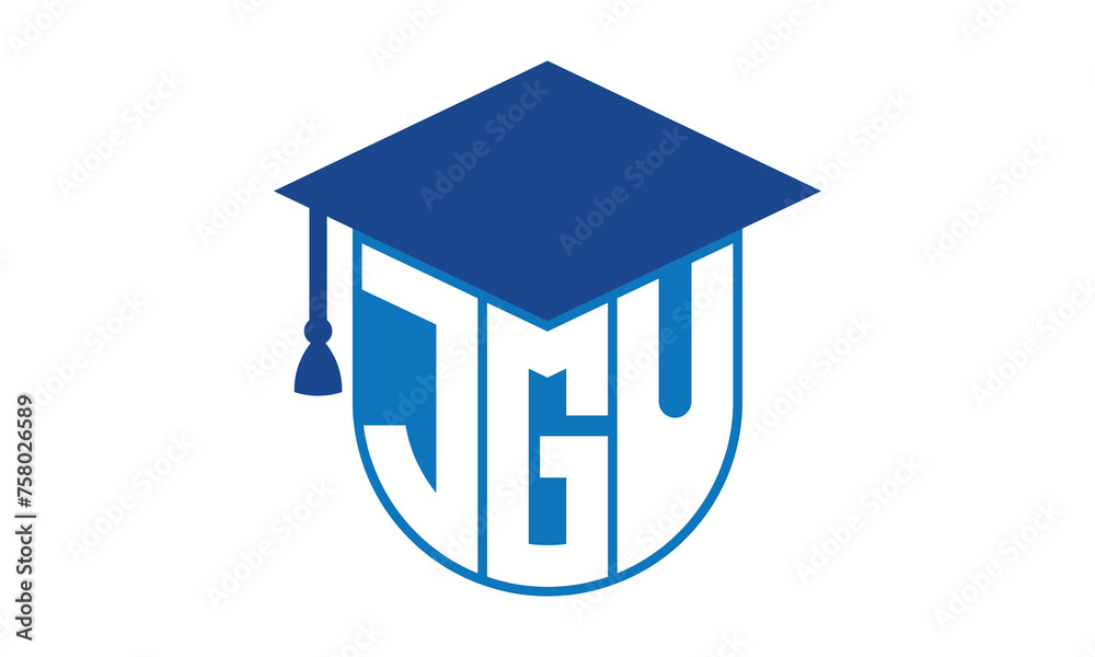 JGU initial letter academic logo design vector template. school college ...