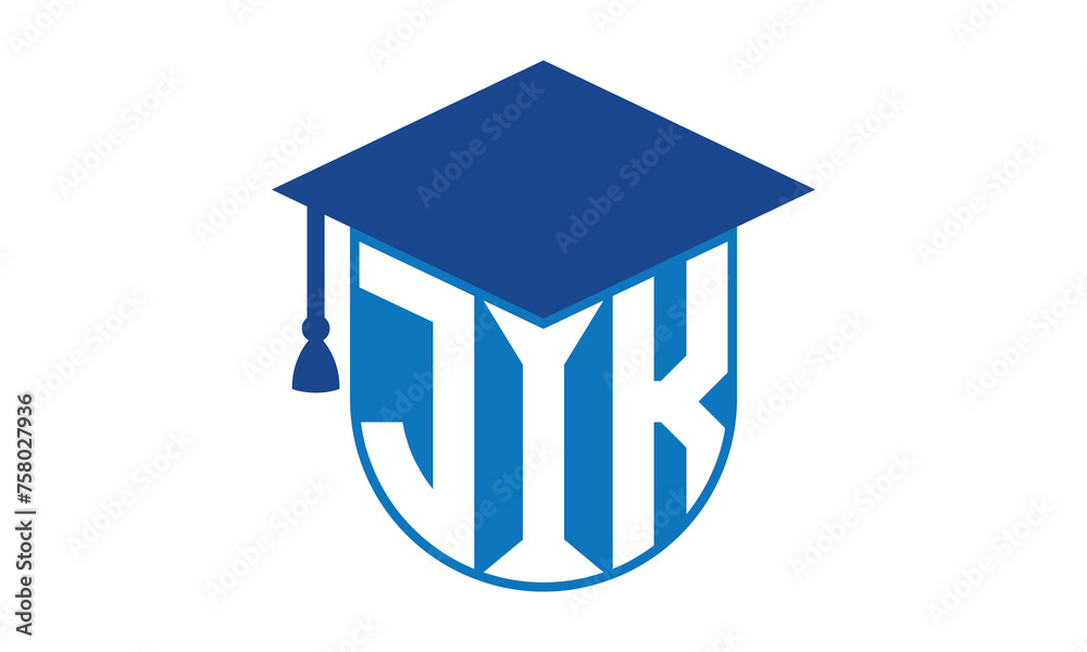 JIK initial letter academic logo design vector template. school college ...