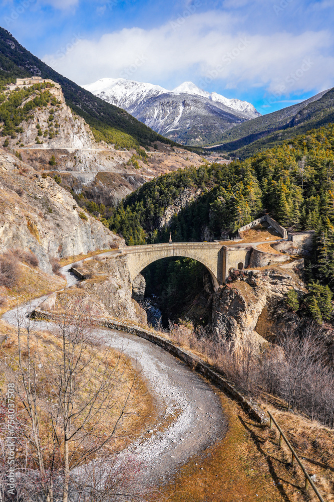 Pont d'Asfeld ("Asfeld Bridge") spanning the Durance Gorges to reach ...