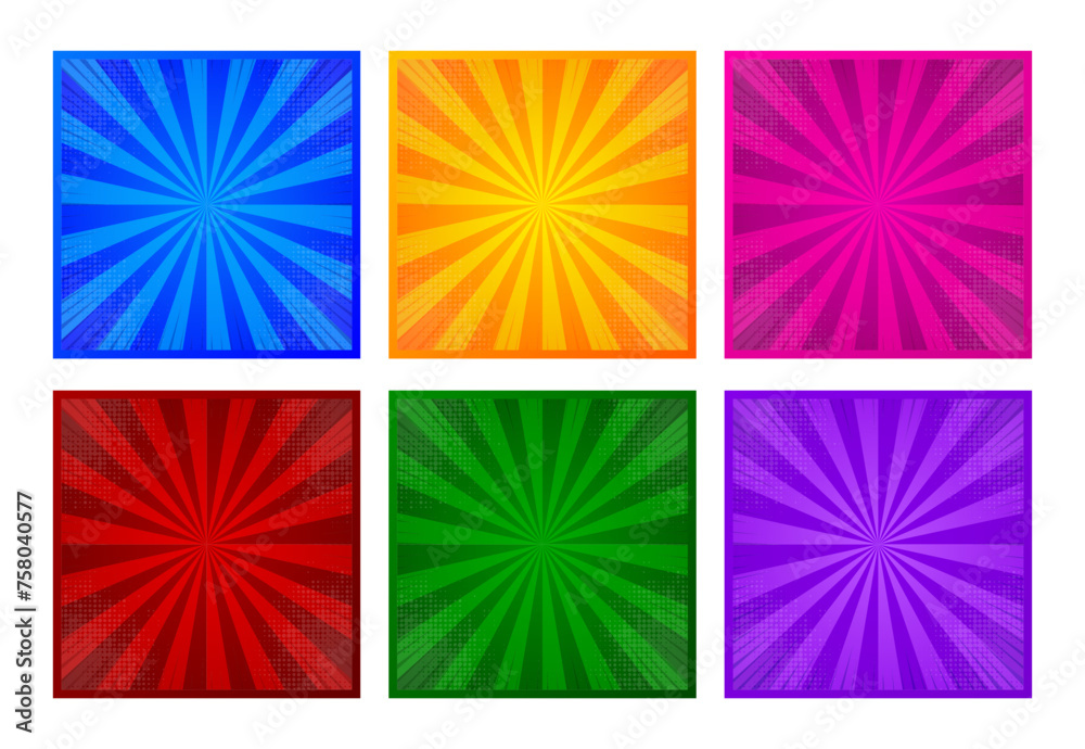 Comics Blank in pop art design. Comic book page template. Radial ...