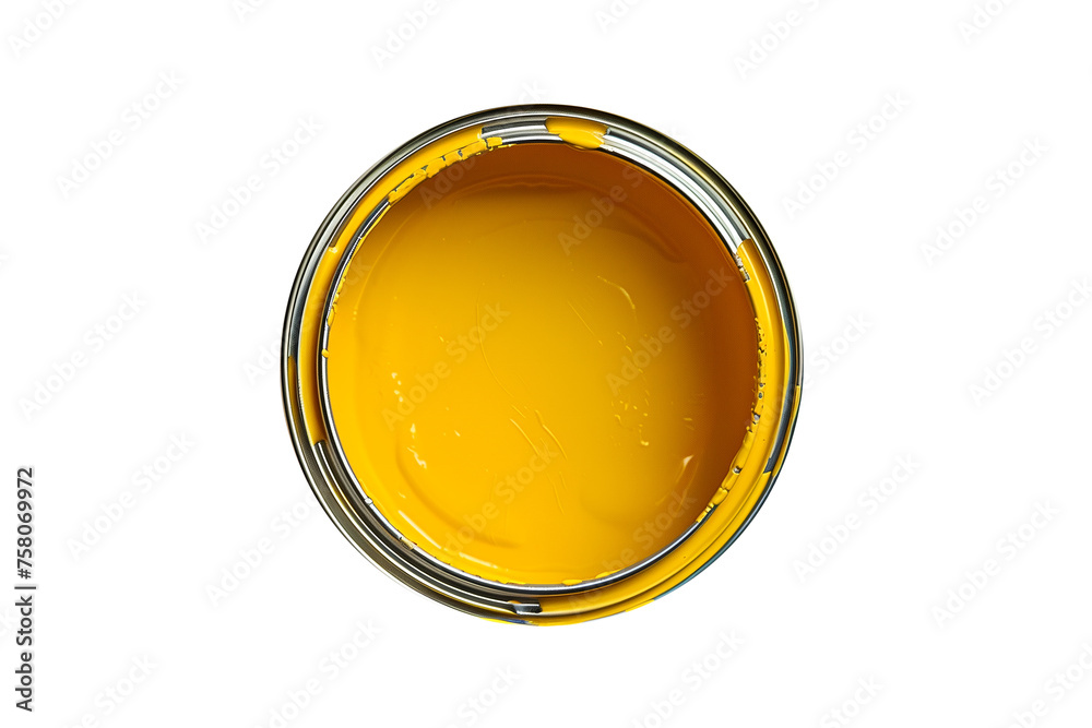 ..top view yellow paint can, isolated, transparent background Stock ...