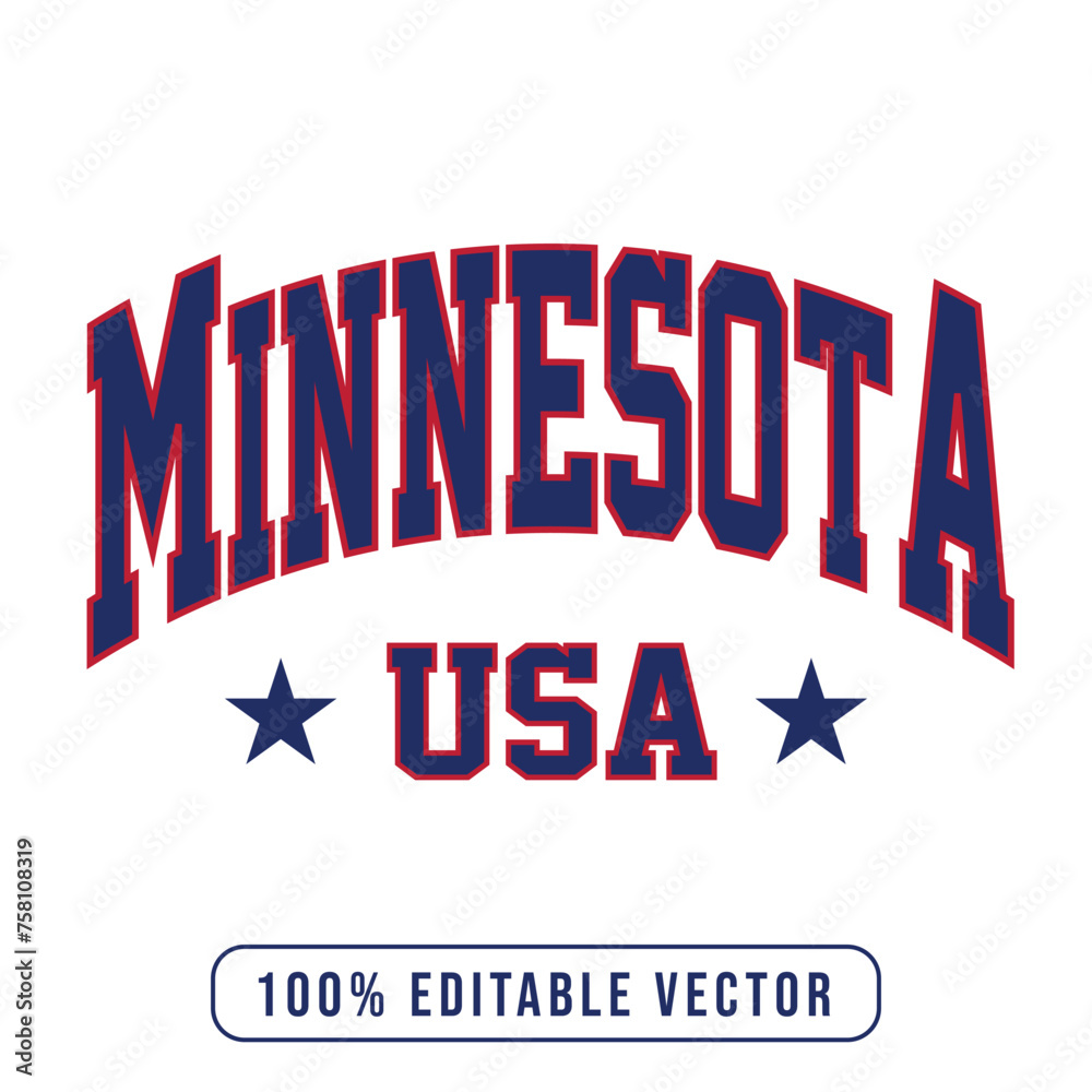 Minnesota text effect vector. Editable college t-shirt design printable ...