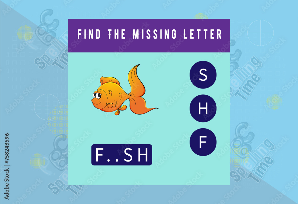 Write missing letter . spelling game for kids. worksheet for kids. free ...
