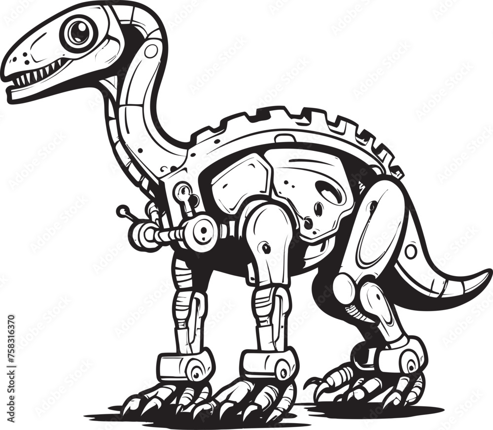Mech-Rex Symbol: Black Logo Icon Design Depicting Robot Dinosaur in ...