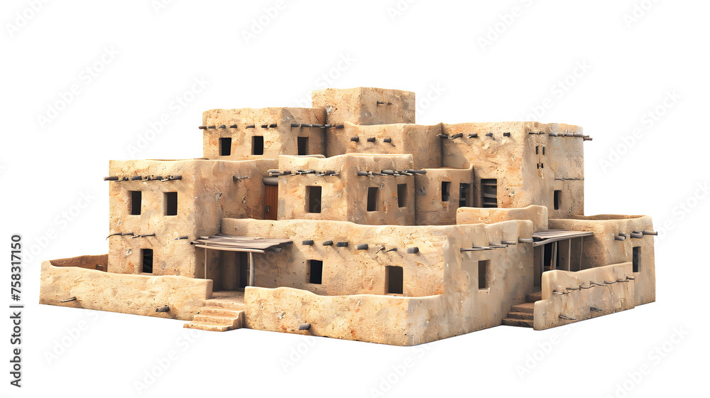 Pueblo-style adobe house, reflecting the traditional architecture of ...