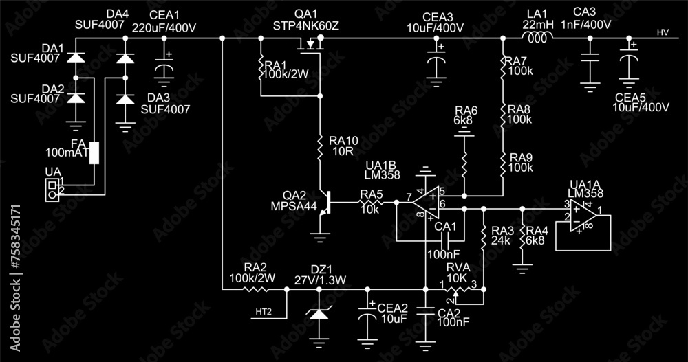 Schematic diagram of electronic device. Vector drawing electrical ...