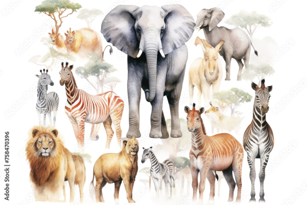 hyena wild rhinoceros antelope spotted warthog african giraffe elephant ...