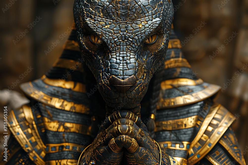 A striking depiction of Apophis, the ancient Egyptian deity symbolizing ...
