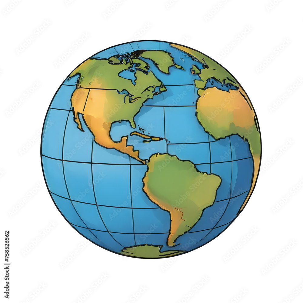 Earth Globe Hand Drawn Cartoon Style Illustration Stock Illustration ...