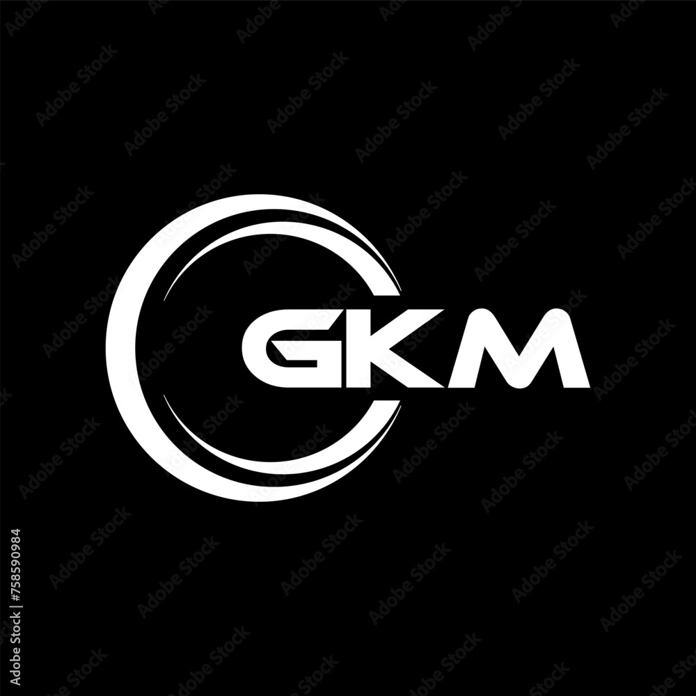 GKM letter logo design with black background in illustrator, cube logo ...