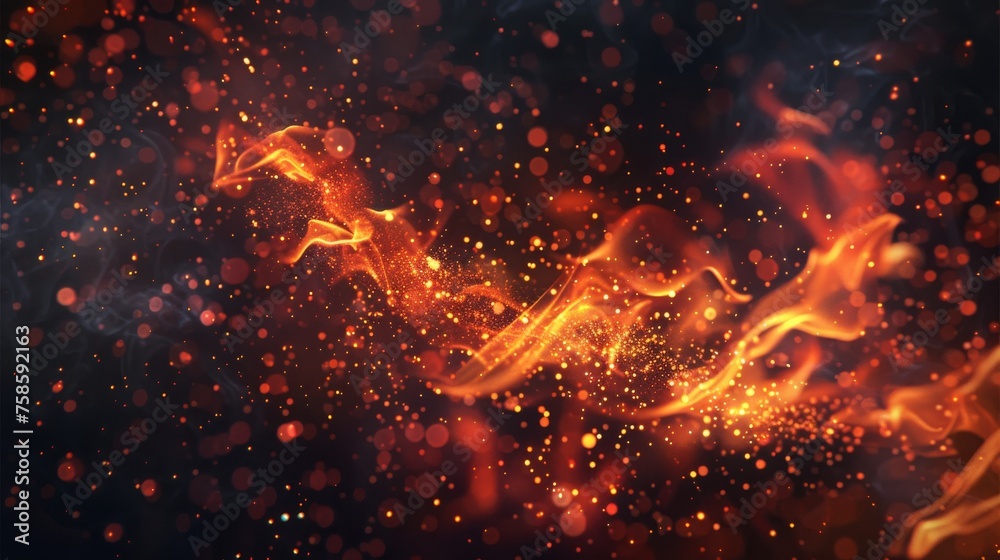 Fire spark overlay effect, ember particles flying in the air at night ...