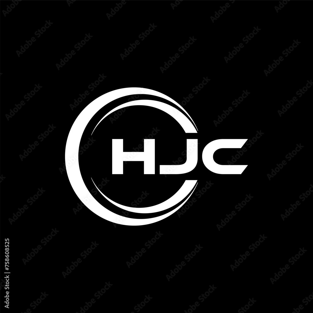 HJC letter logo design with black background in illustrator, cube logo ...