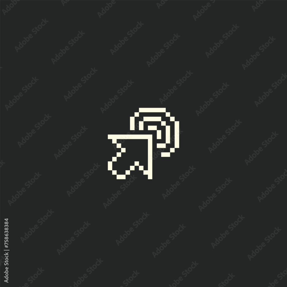 this is click icon 1 bit style in pixel art with simple color and black ...