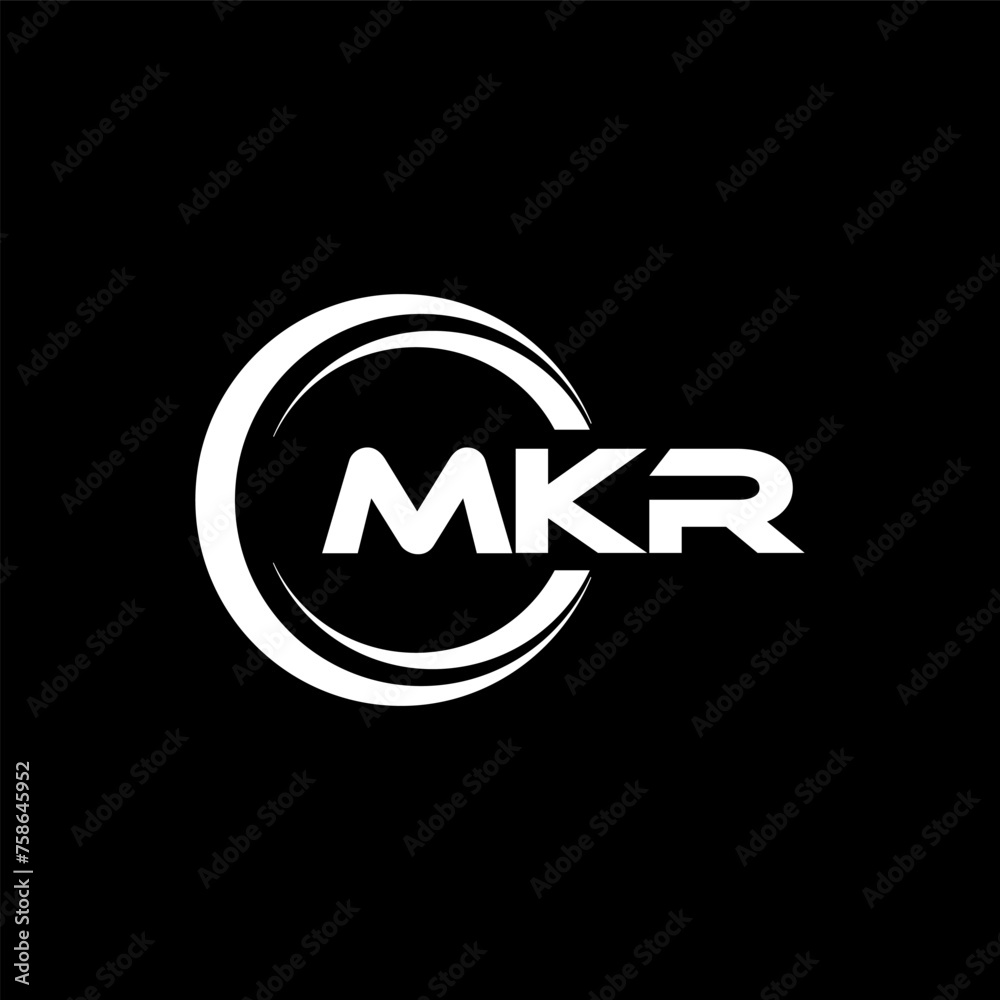 MKR letter logo design with black background in illustrator, cube logo ...