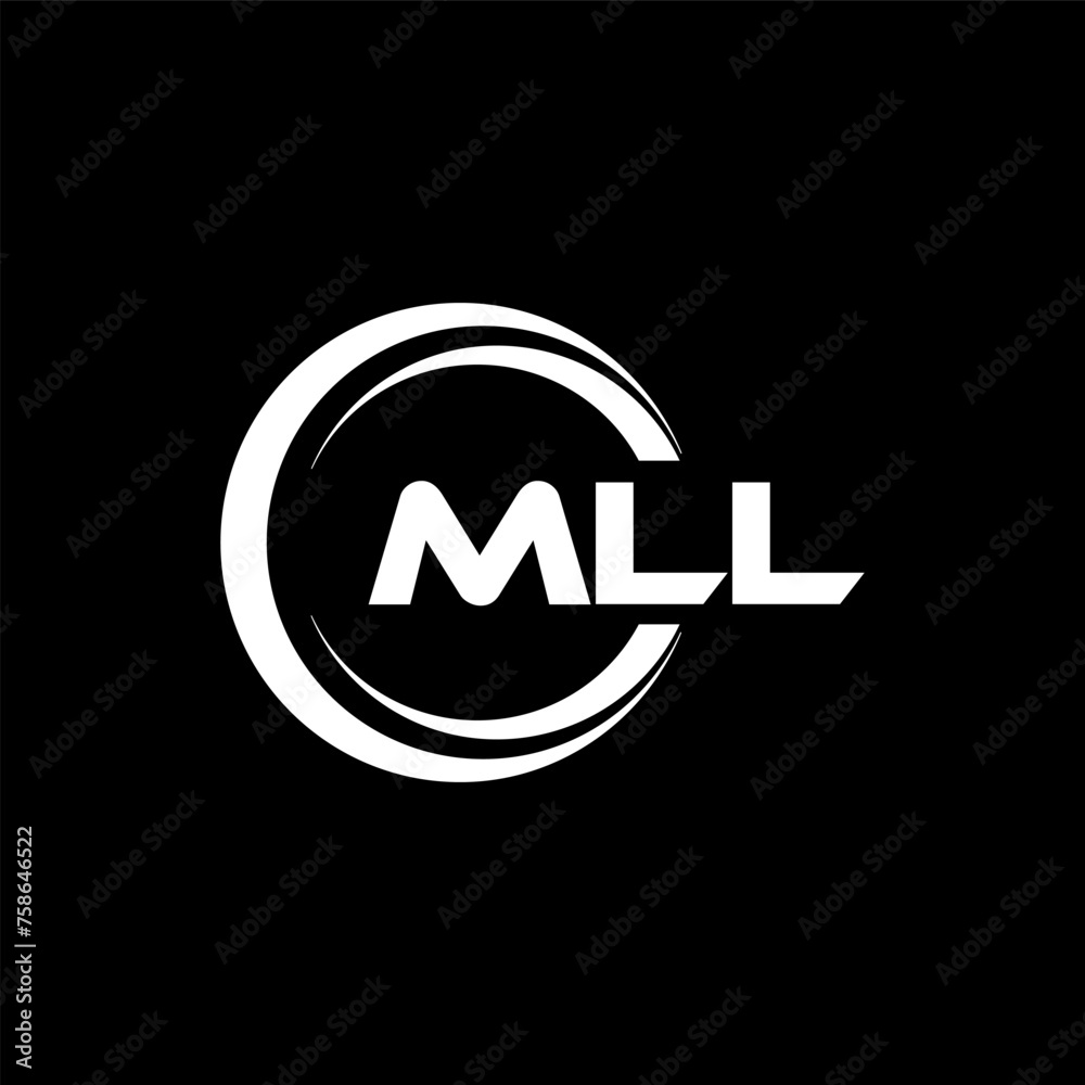 MLL letter logo design with black background in illustrator, cube logo ...
