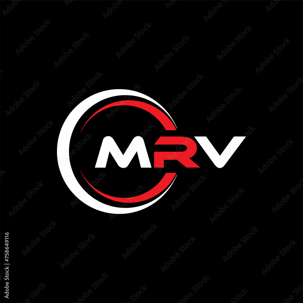 MRV letter logo design with black background in illustrator, cube logo ...