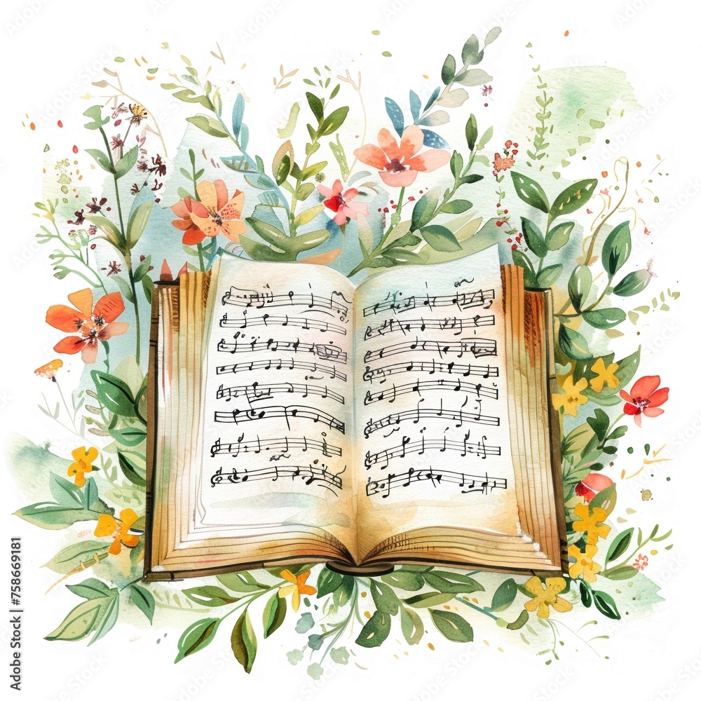 Cute watercolor illustration of a classic Christian hymn book ...