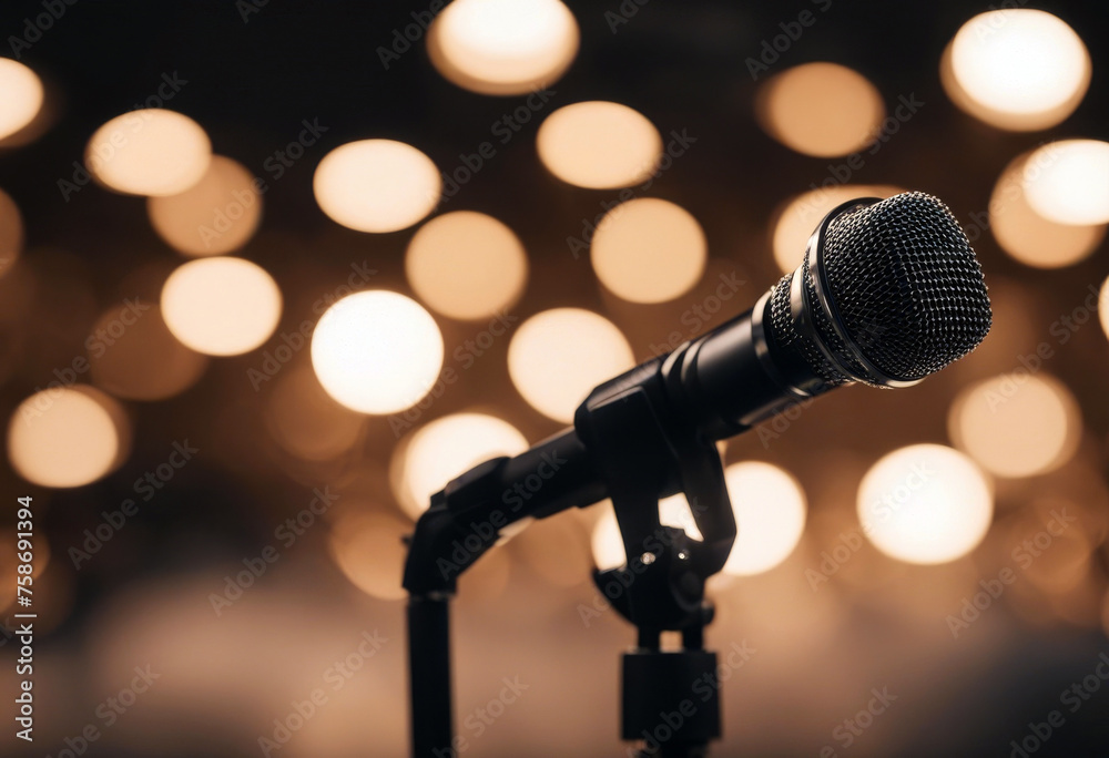 icon mic concept Mass Microphone line podium Tribune media poduim ...