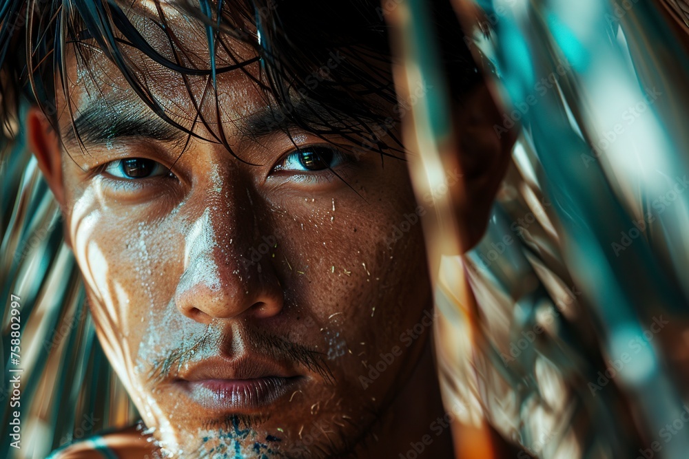 human face with Asian features that represent a tradition, a culture ...