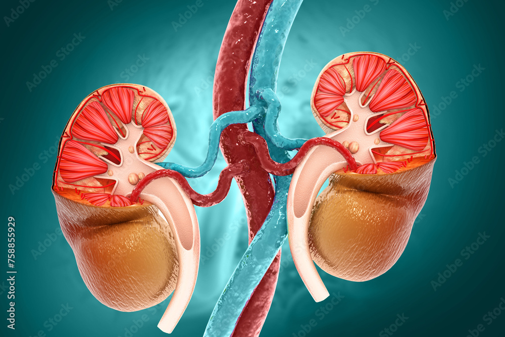 Human kidneys anatomy, structure, physiology, cross-section, Medical ...