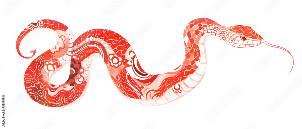Chinese New Year 2025 Zodiac Snake. Chinese traditional art drawing of ...