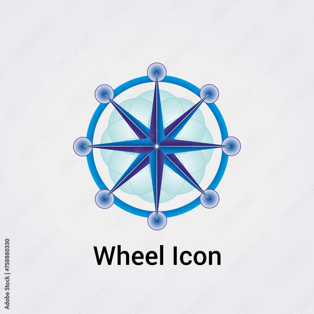 Icône de la roue Fleur de vie Destin Logo Dharma Chakra Symbole Cercle ...