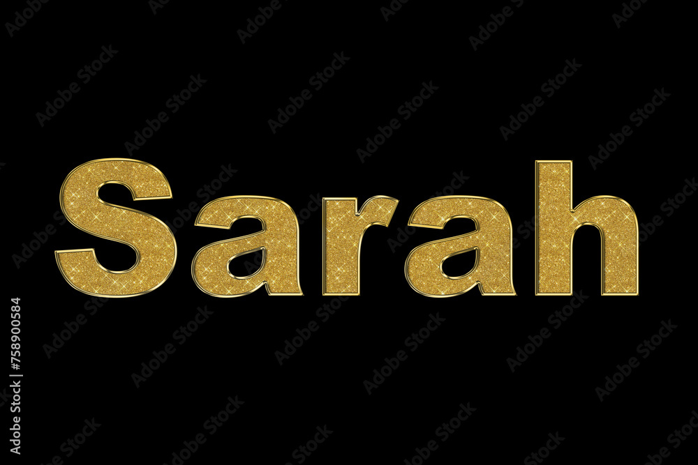 Female name . Gold 3D lettering on a black background. For use in ...
