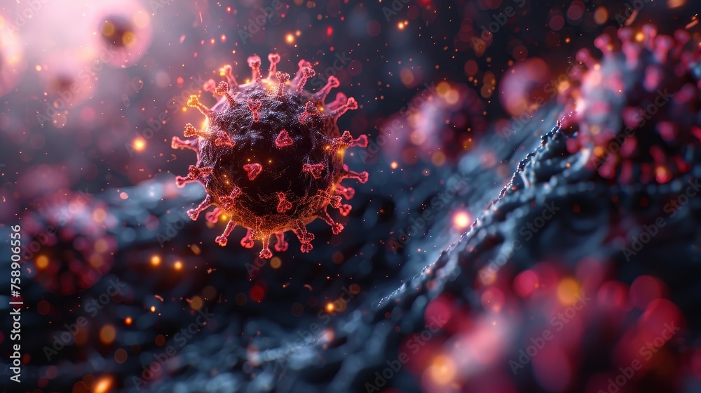 An evolving flu strain modern illustration in a futuristic polygonal ...