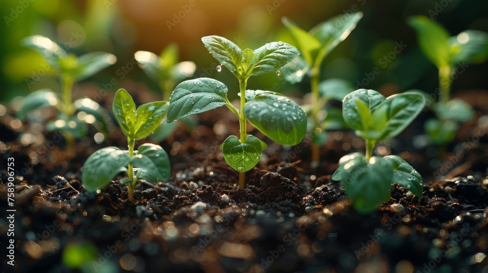 Plant propagation. Seedlings grown in germination sequence on fertile ...