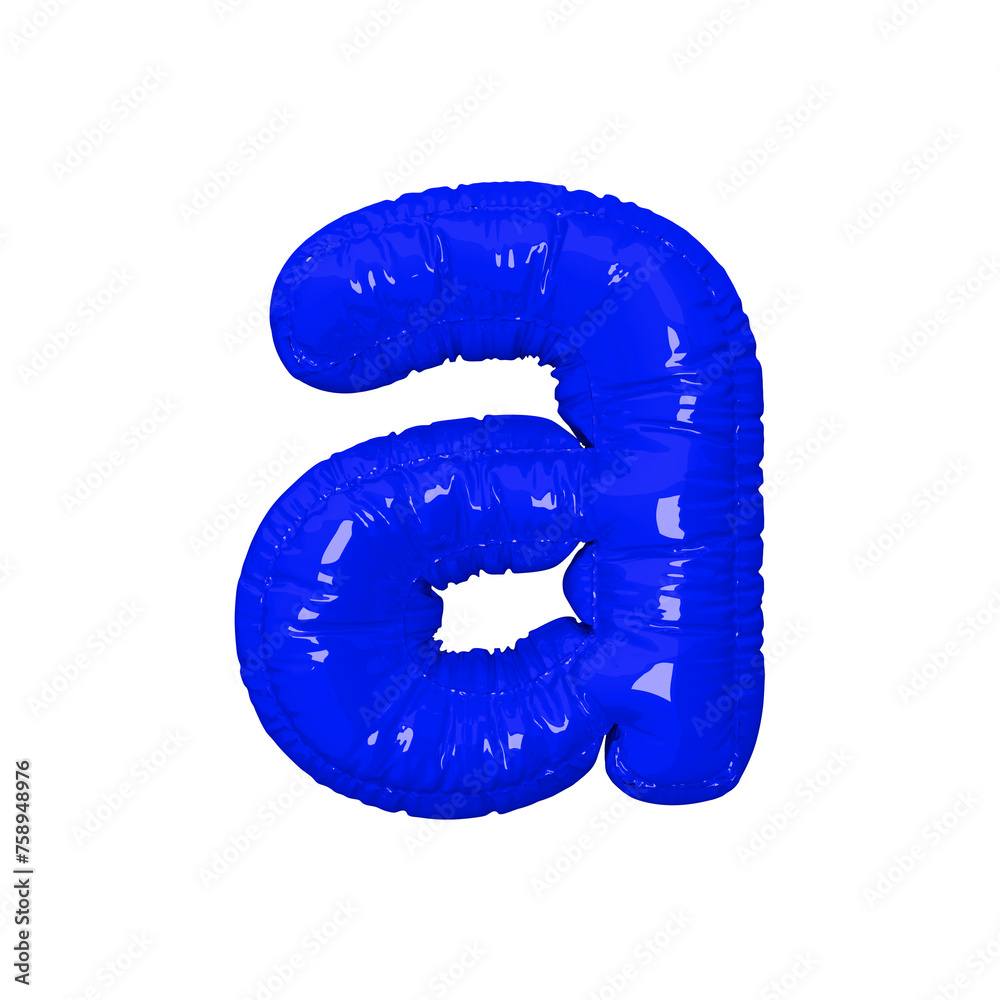 Cobalt Blue color foil balloon letter a on transparent background ...