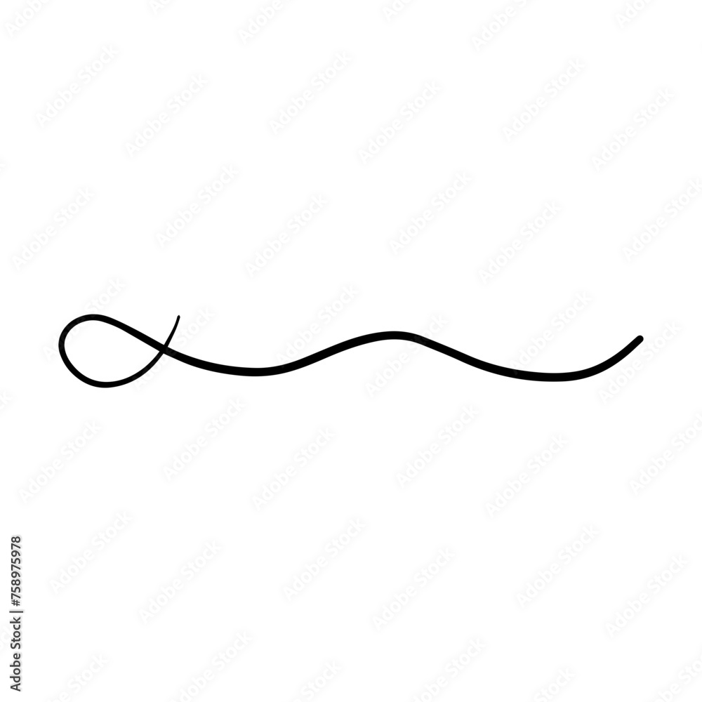Hand drawn curly swish icon vector illustration, paint brush design ...
