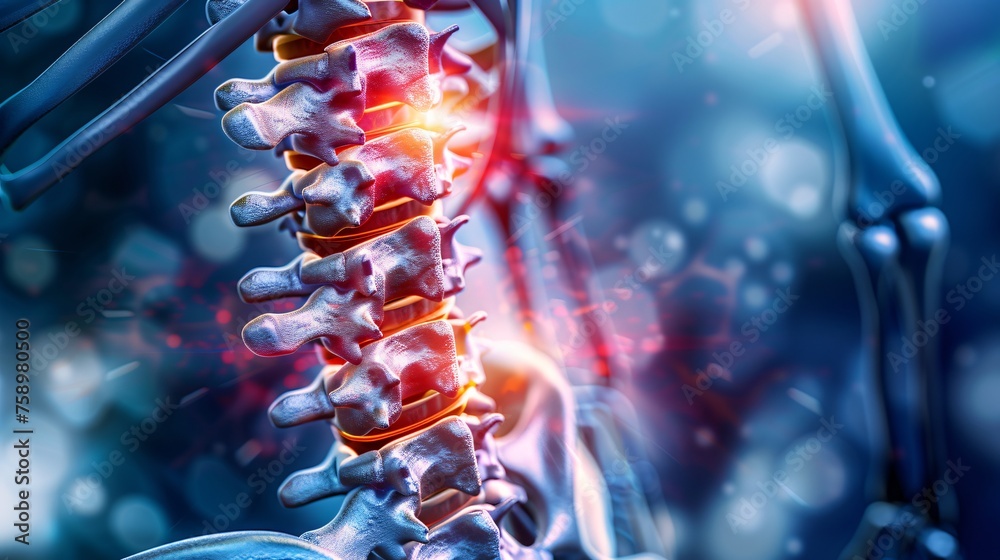 Spine surgery illustration, from fusion to decompression, the steps of ...