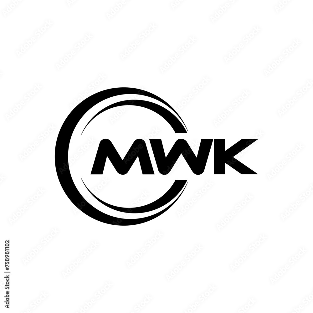 MWK letter logo design with white background in illustrator, cube logo ...