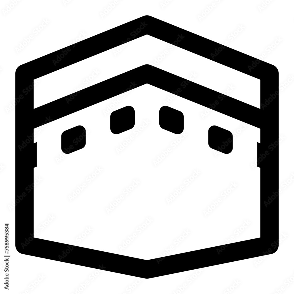Kaaba icon in outline style. Simple Islamic building vector ...
