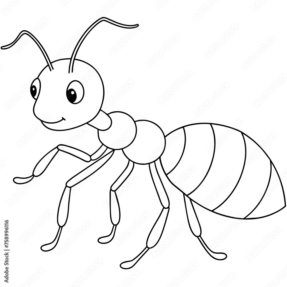 Ant, insect drawing using only lines, line art to color and paint ...