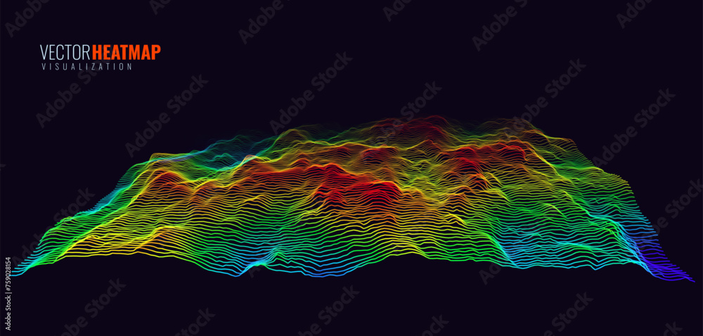 Heat Map Background. Infrared Thermal Camera Landscape Scan ...
