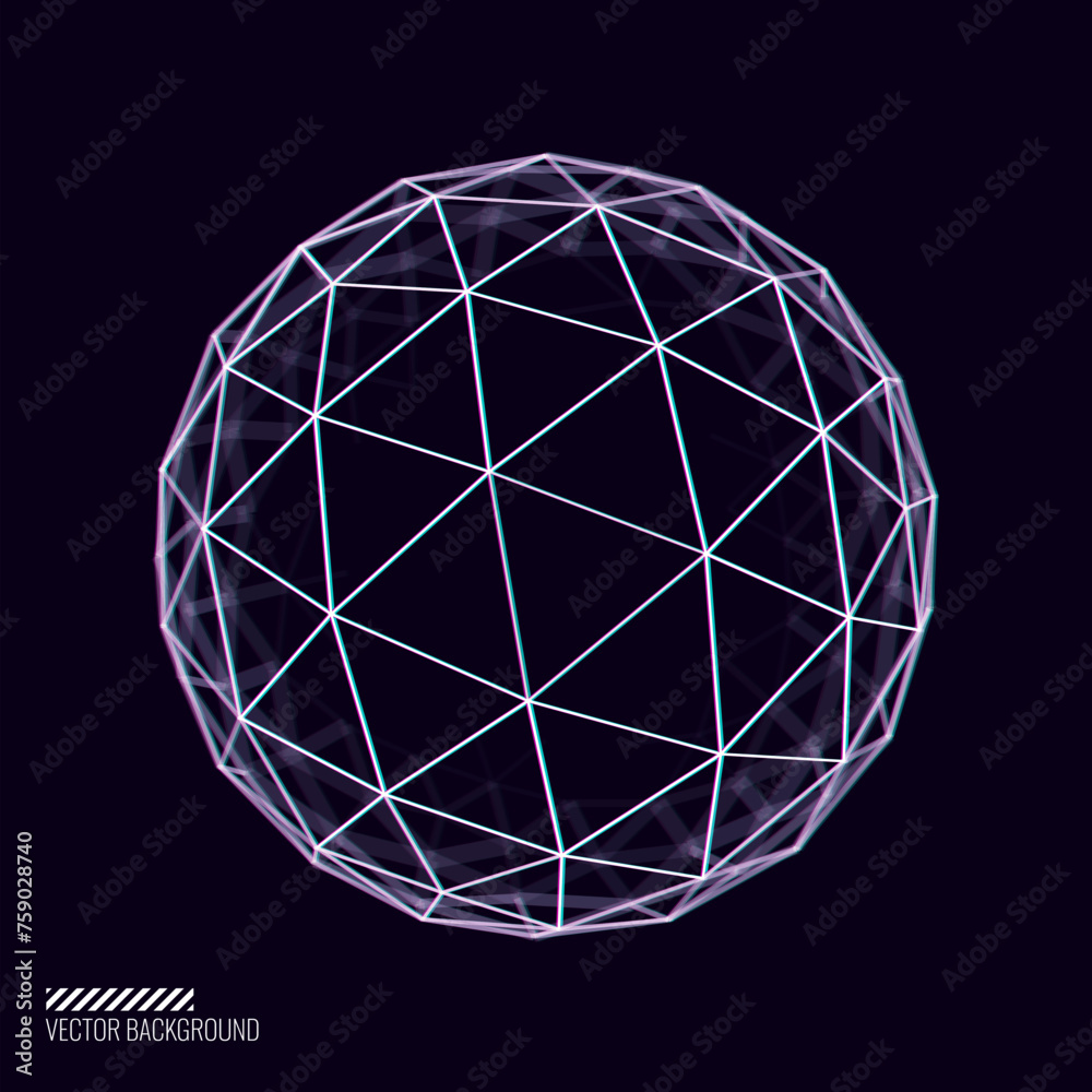 Glitched Cyberpunk 3D Icosphere. 3D Globe Geometry for Retrowave ...