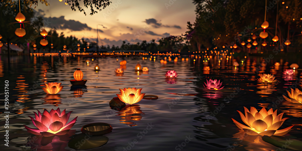 Loy Krathong, celebrated in Thailand and other Southeast Asian ...