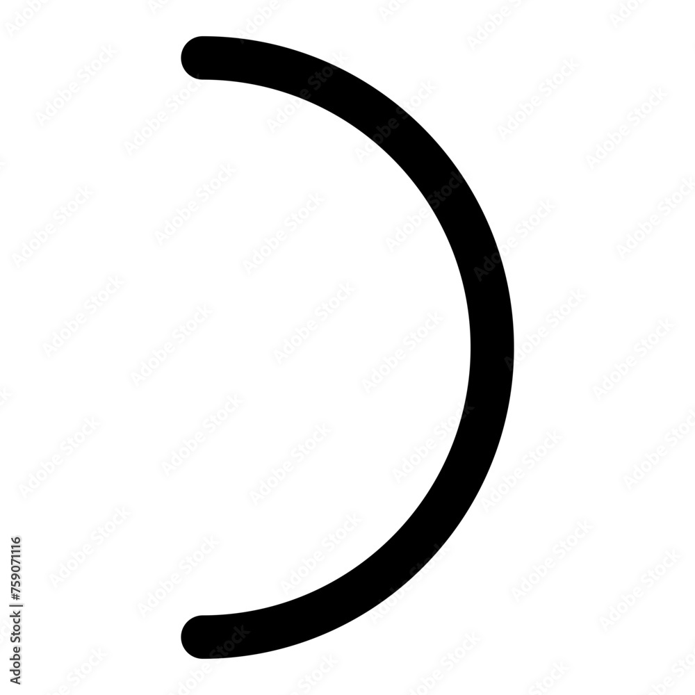Half-circle right icon in outline style. Simple semicircle vector ...