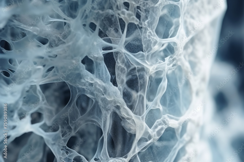 Fotografie Bone tissue human skeleton under microscope cells structure ...