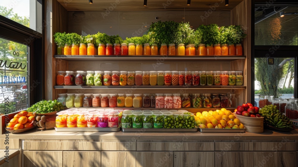 The office break area features a DIY smoothie station with a variety of ...