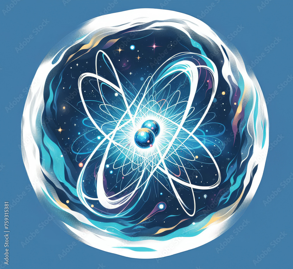 Vibrant illustration of atomic and quantum forces within a molecule ...
