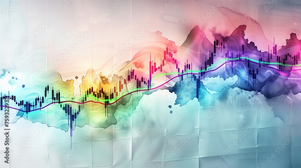 A modern abstract forex chart design, where the market data transforms ...