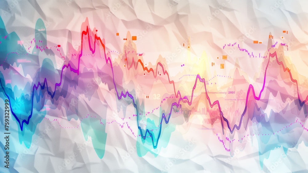 A modern abstract forex chart design, where the market data transforms ...